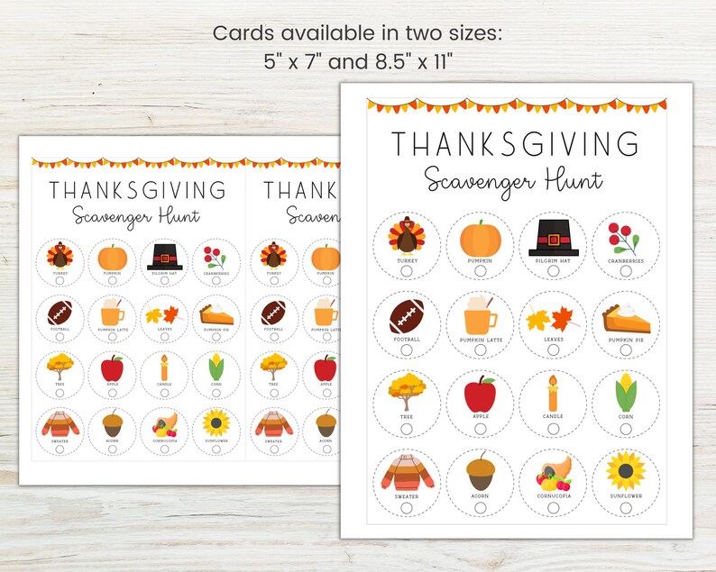 Thanksgiving Scavenger Hunt Printable for Kids, Indoor Outdoor ...