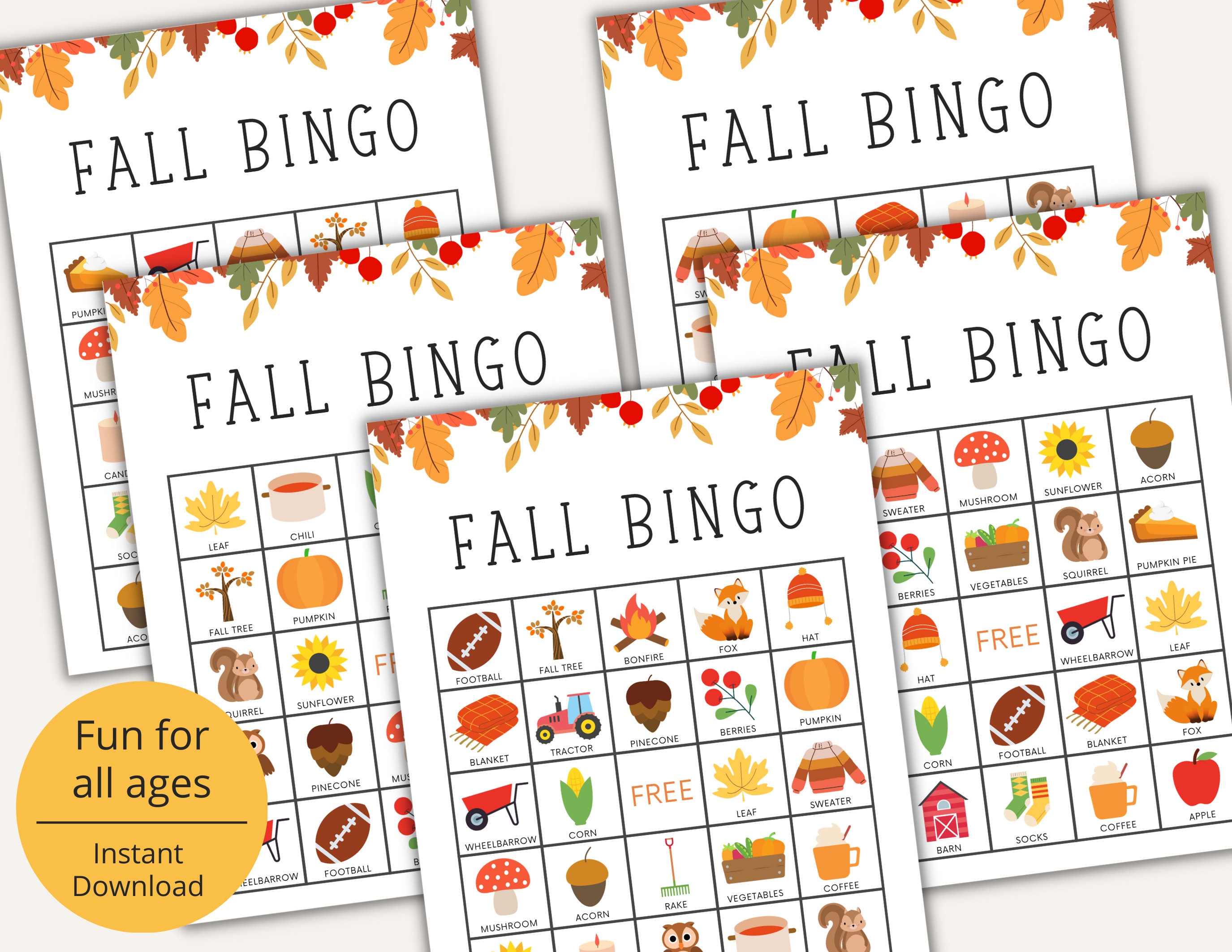 Fall Bingo Printable Game 30 Fall Bingo Cards Autumn Bingo - Etsy