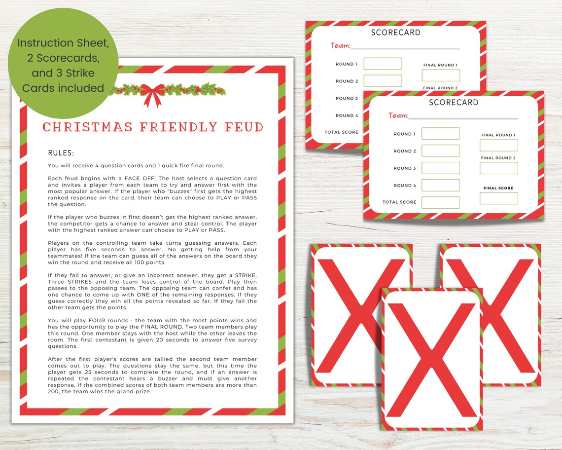 Christmas Friendly Feud Game Printable Christmas Group Game - Etsy
