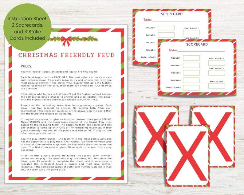 Christmas Friendly Feud Game, Printable Christmas Group Game, Holiday ...