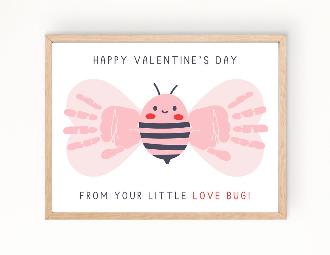 Valentines Handprint Craft, Love Bug Handprint Art, Valentine Art for ...