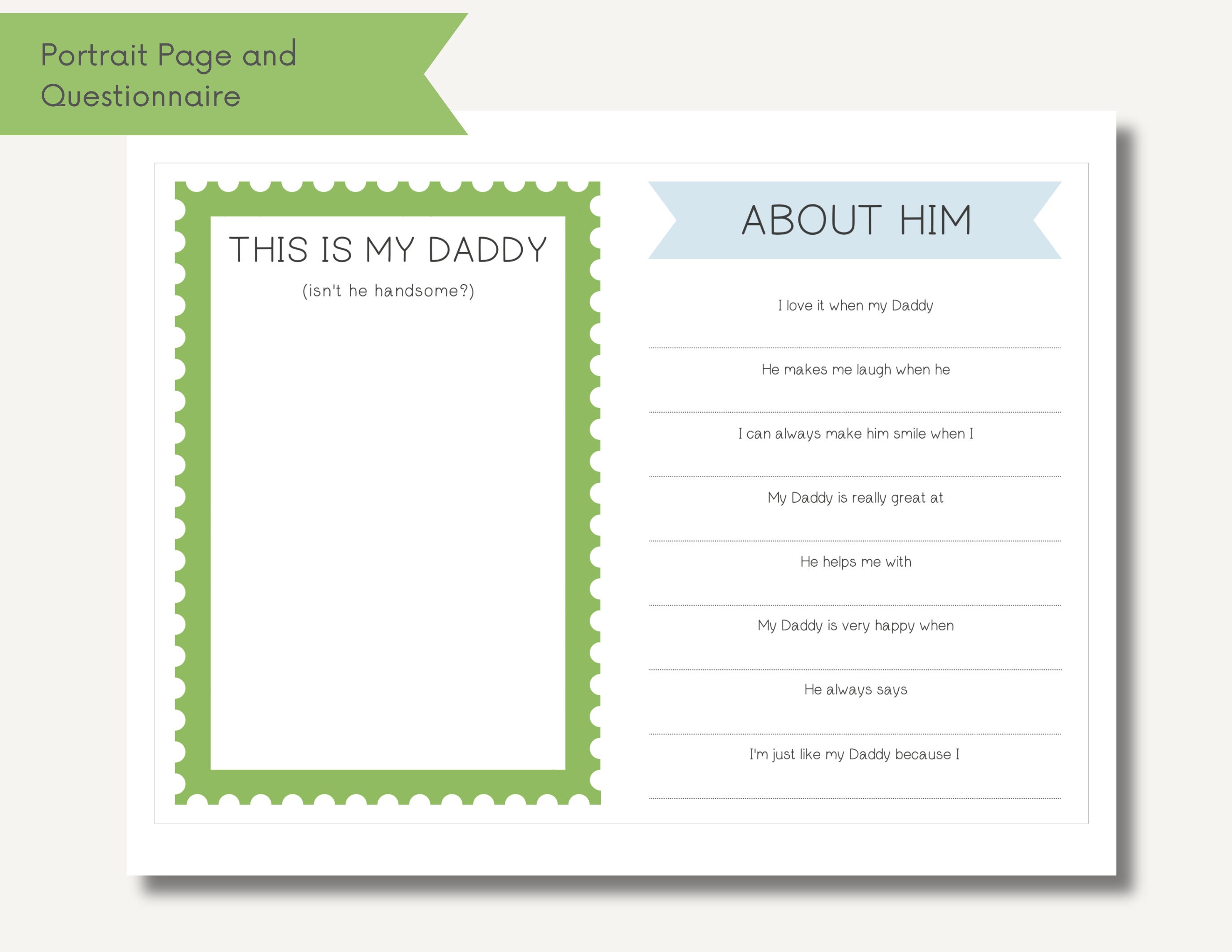 All About My Daddy Printable Book, Fathers Day Questionnaire, Daddy ...