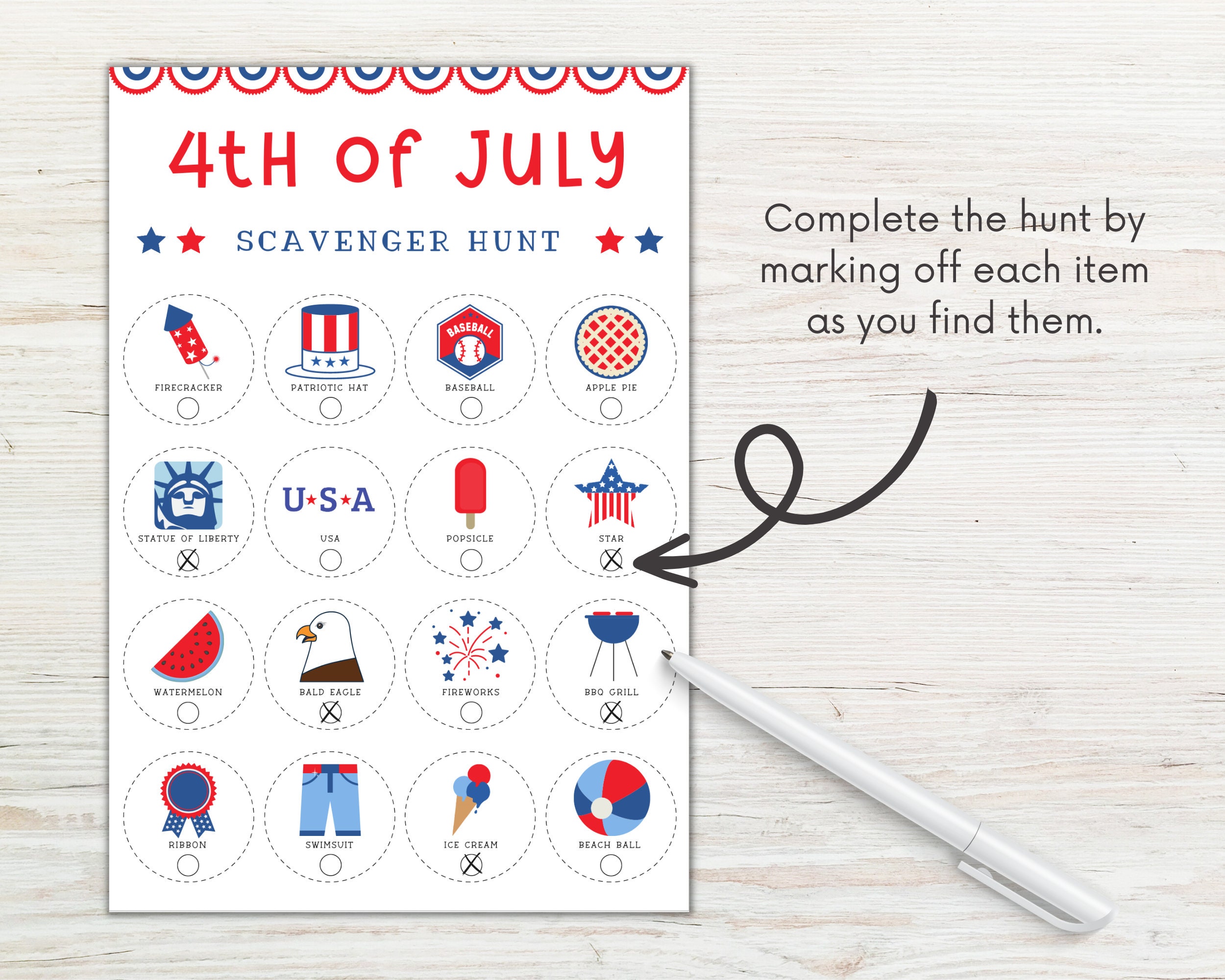4th of July Scavenger Hunt Game Fourth of July Game Indoor - Etsy