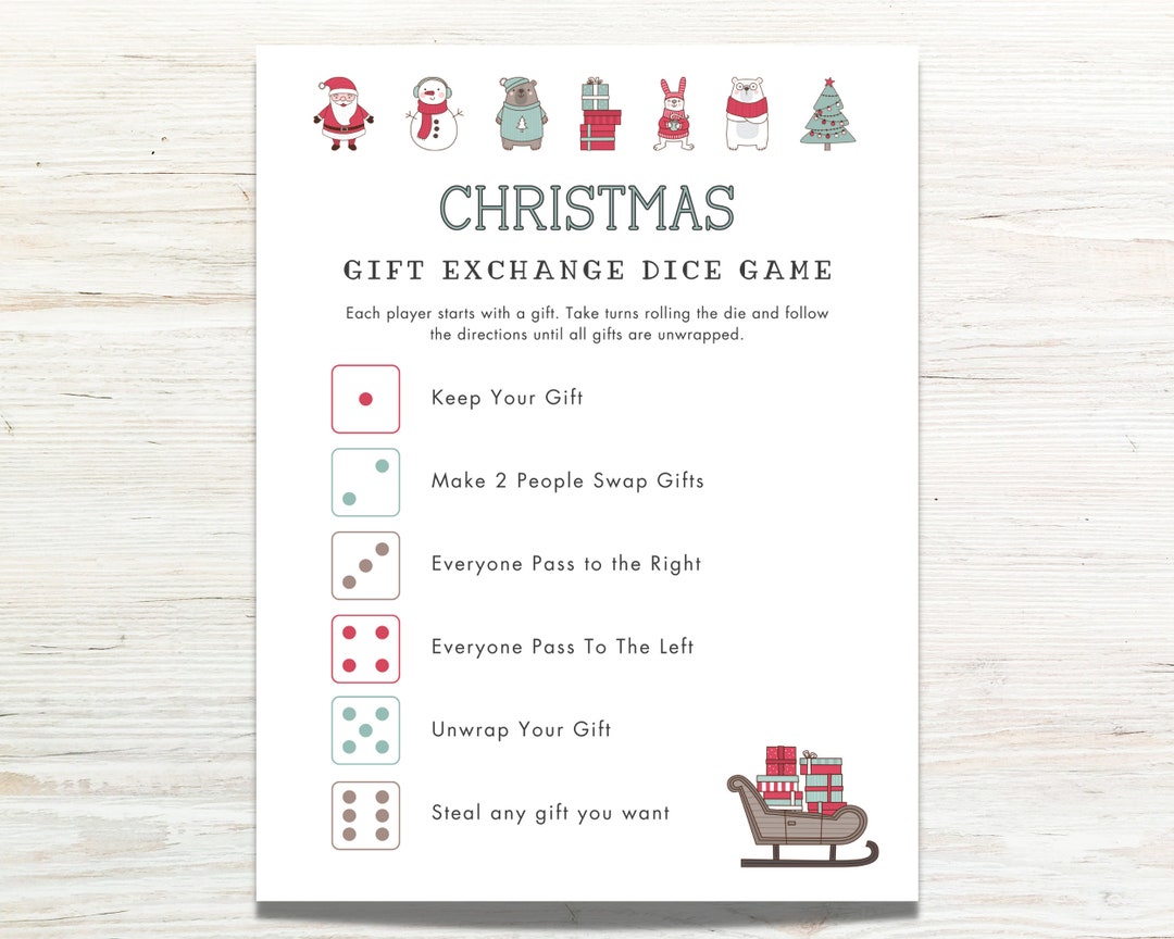 Christmas Gift Exchange Game, Roll the Dice Exchange, Left Right Game ...