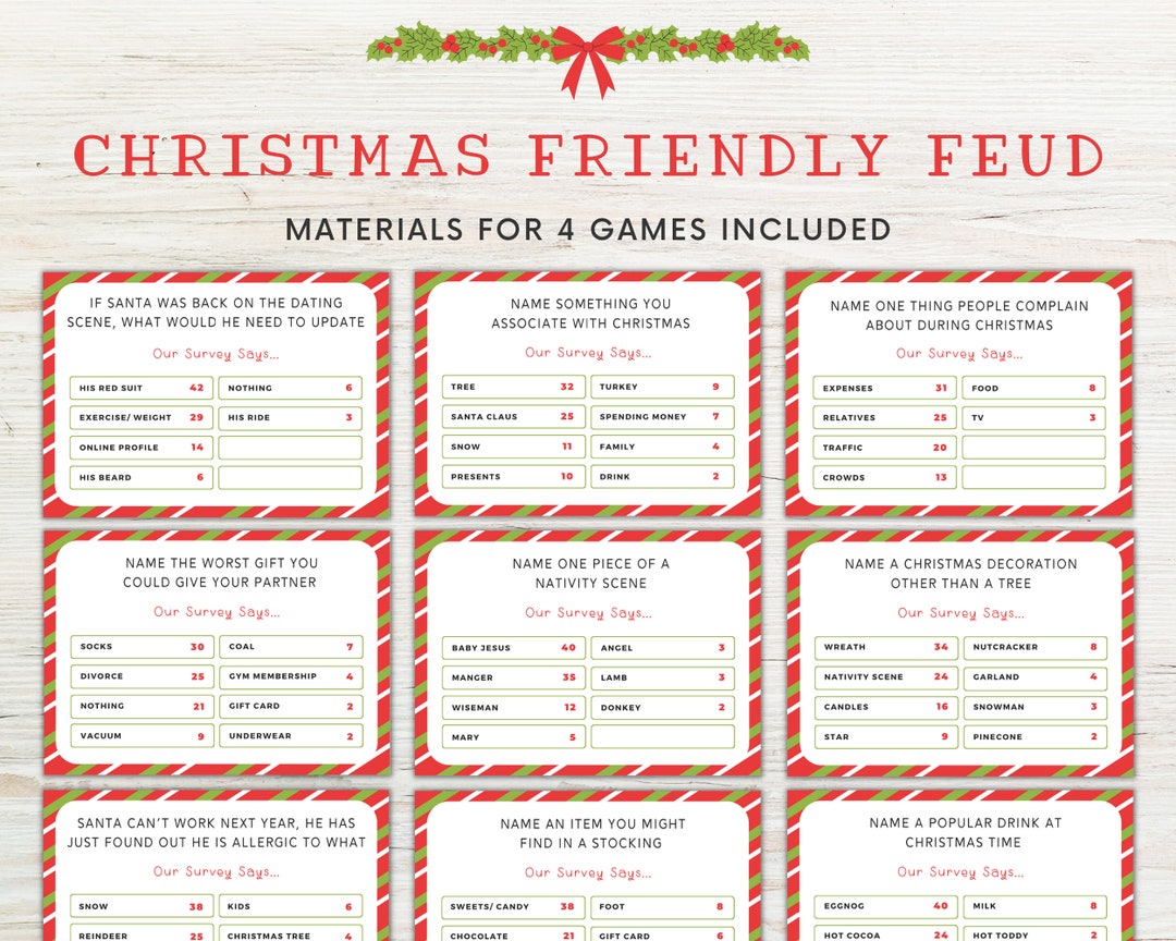 Christmas Friendly Feud Game Printable Christmas Group Game - Etsy