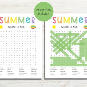 Summer Word Search, Printable Summertime Games, Fun Summer Activity for ...