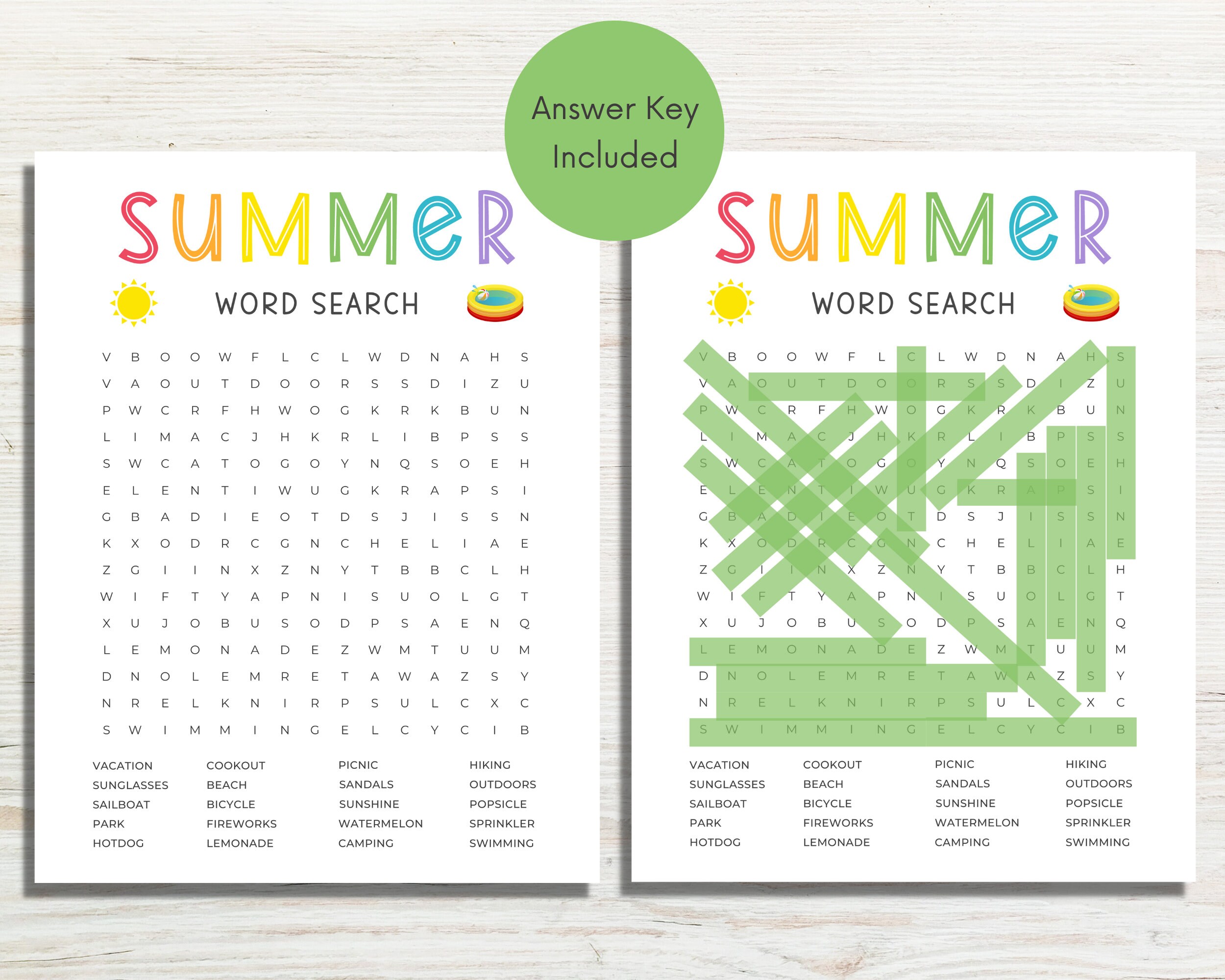 Summer Word Search, Printable Summertime Games, Fun Summer Activity for ...