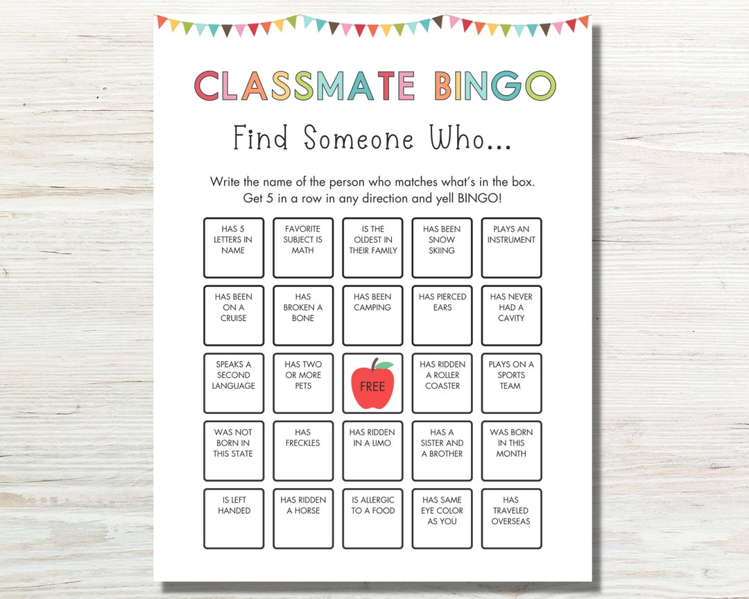 Back to School Bingo, Get to Know You Bingo for Kids, Icebreaker Bingo ...