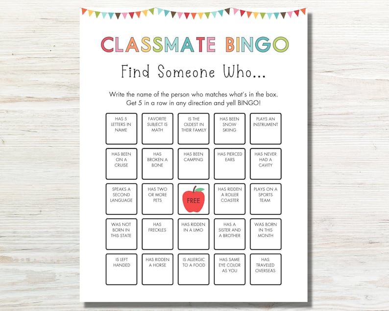 Back to School Bingo, Get to Know You Bingo for Kids, Icebreaker Bingo ...