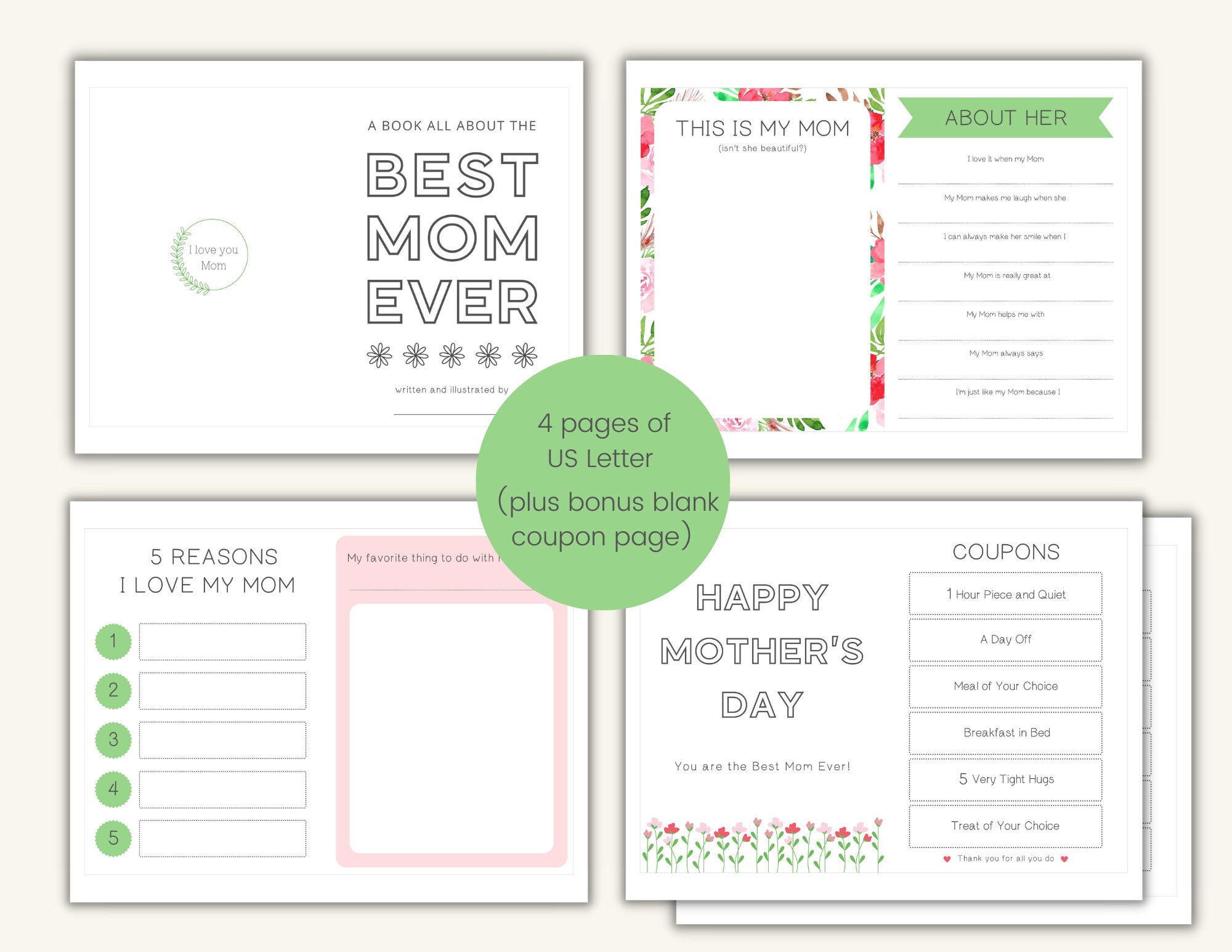 All About My Mom Printable Book Mother's Day - Etsy