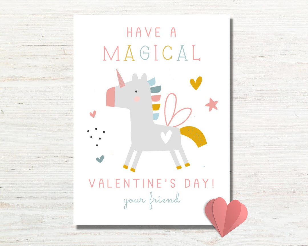 Unicorn Valentine Printable, Magical Unicorn Card, Valentine Unicorn ...