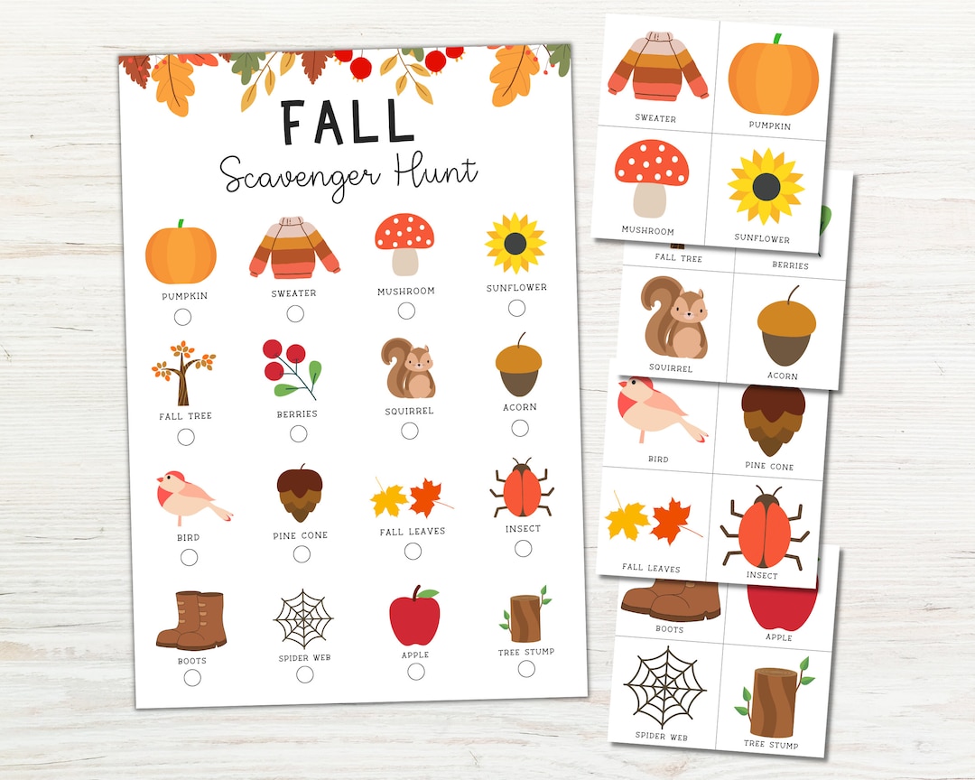 Fall Scavenger Hunt Printable, Autumn Scavenger Hunt Kids, for Toddlers ...