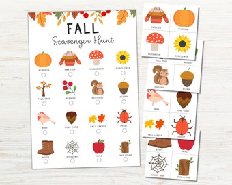 Fall Scavenger Hunt Printable Kids Autumn Nature Activity Outdoor ...