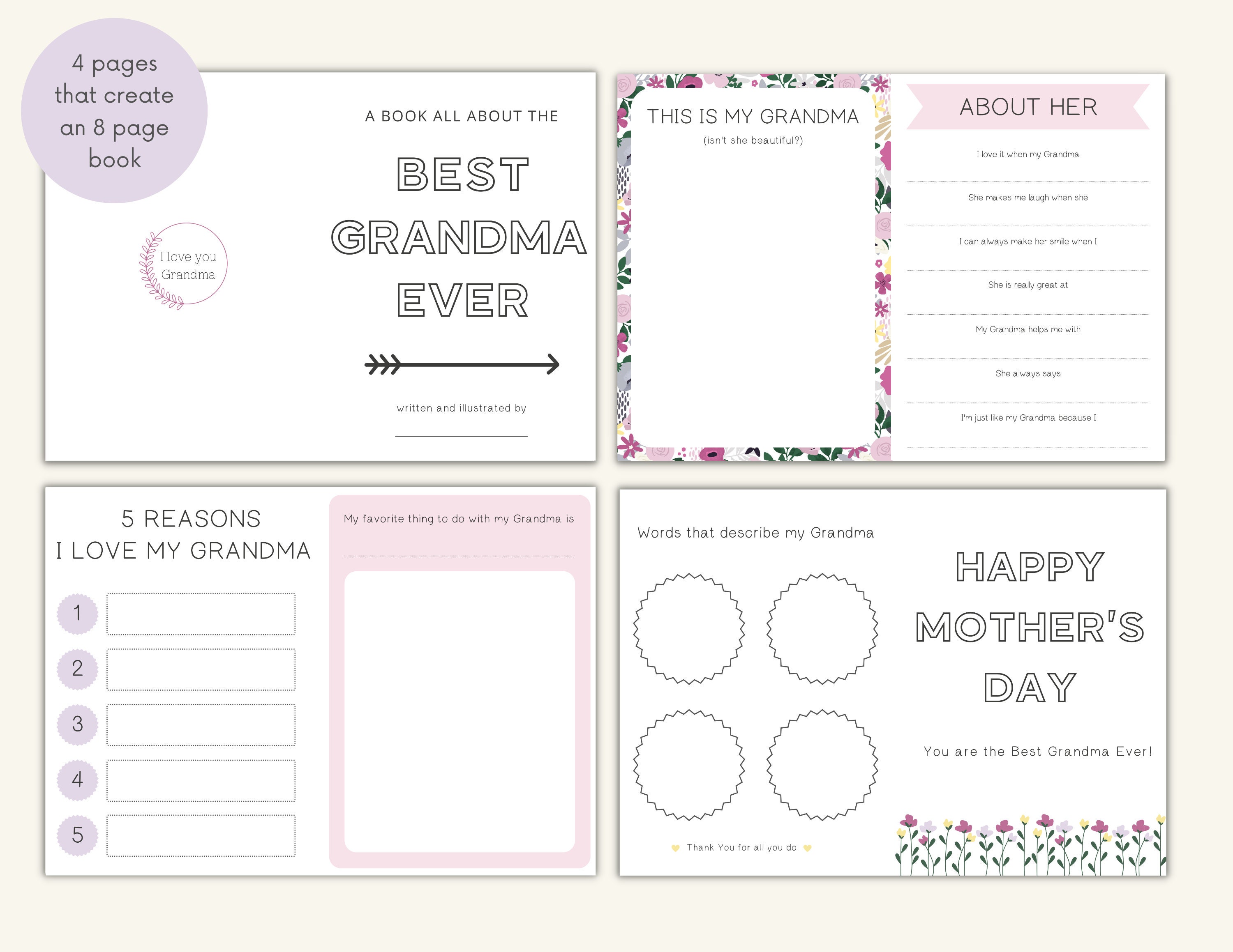 All About My Grandma Printable Book, Mother's Day Questionnaire ...