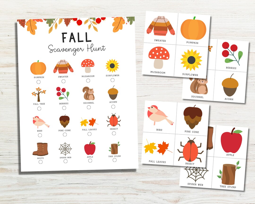 Fall Scavenger Hunt Printable Autumn Scavenger Hunt Kids for - Etsy