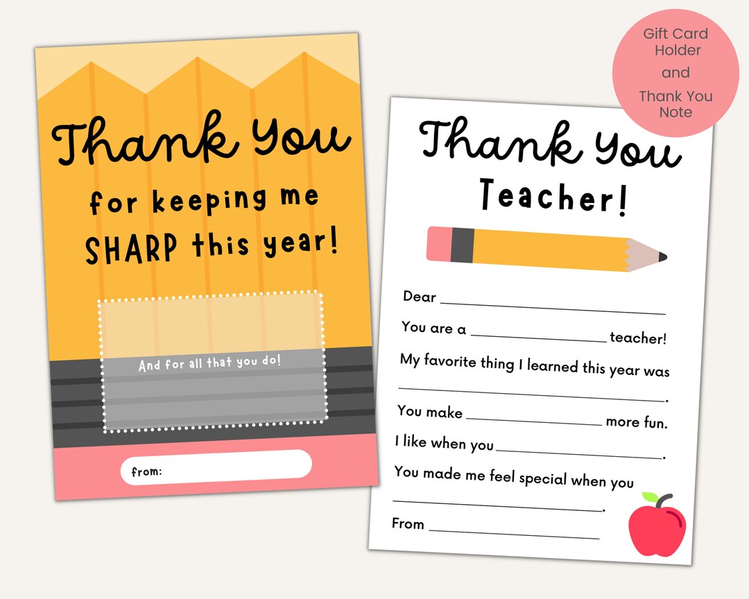 Teacher Appreciation PRINTABLE Gift Card Holder End of Year - Etsy