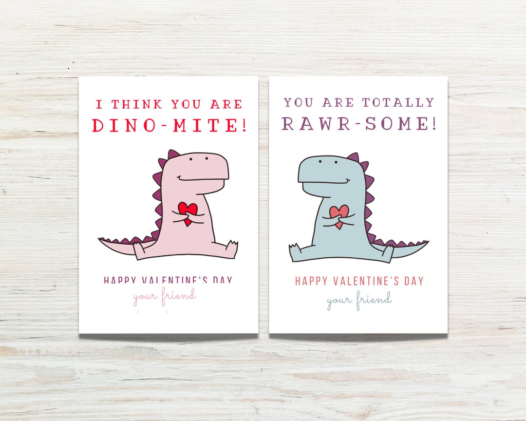 Dinosaur Valentine Cards Printable, Kids Valentines Cards for School ...