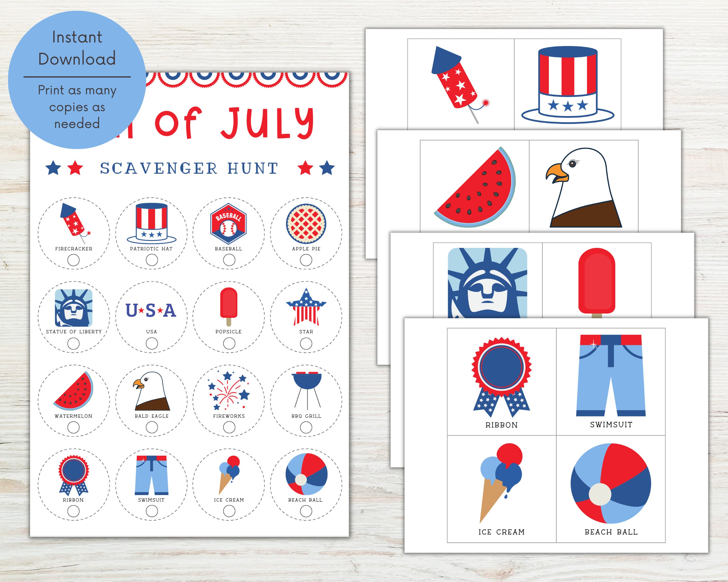 4th of July Scavenger Hunt Game Fourth of July Game Indoor - Etsy