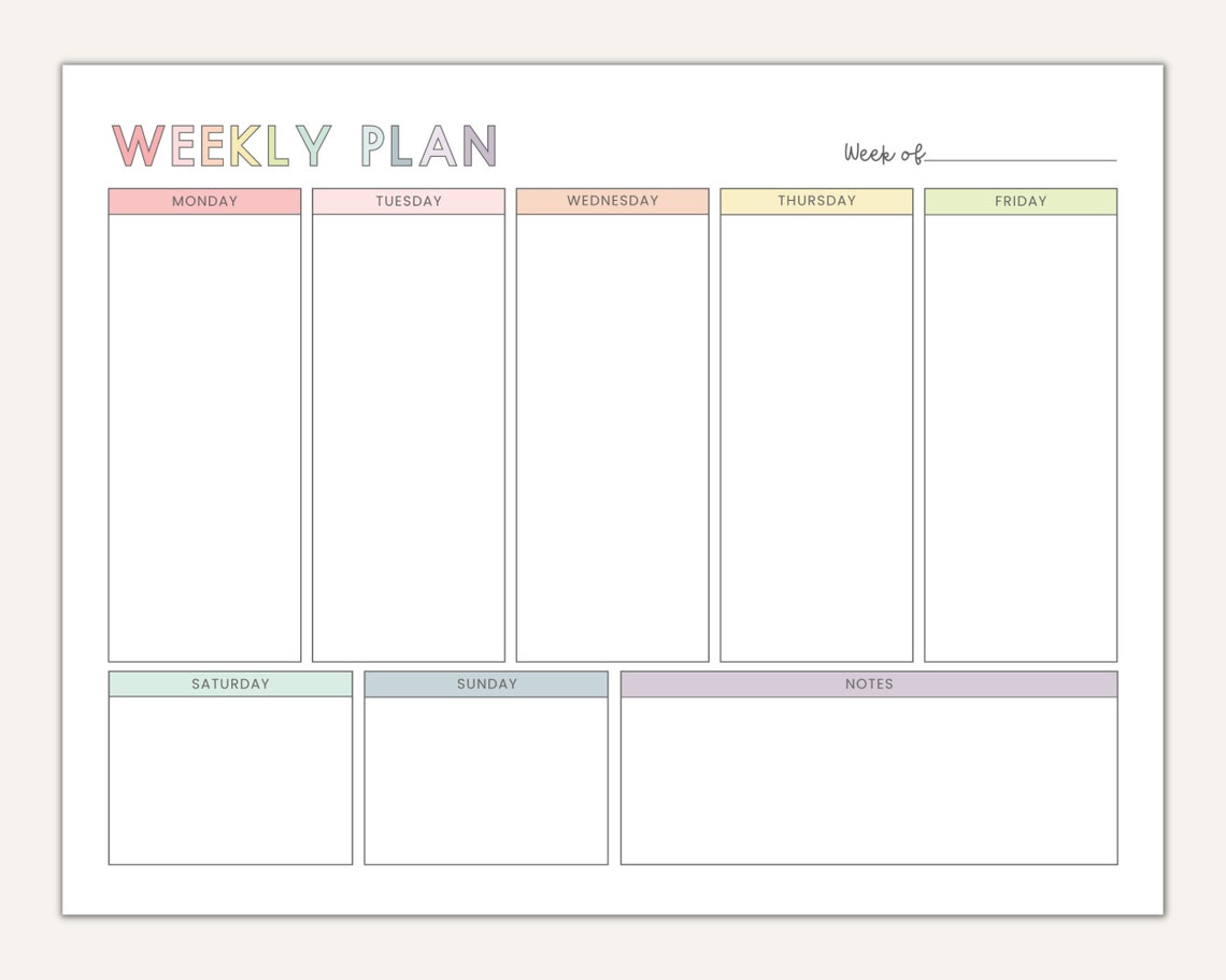 Weekly Schedule for Kids Printable Homeschool Weekly - Etsy