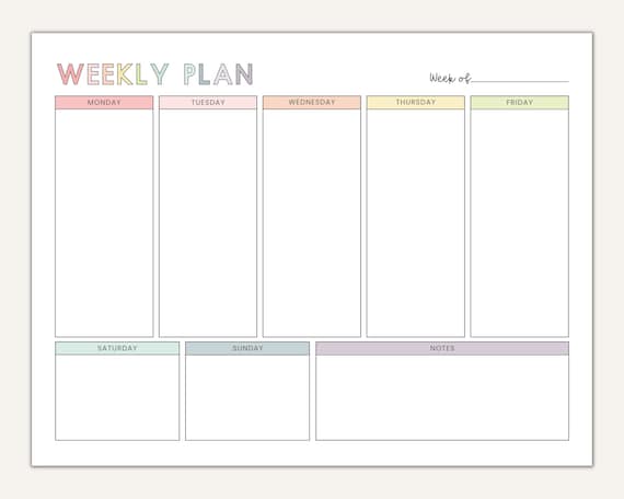 Weekly Schedule for Kids Printable Homeschool Weekly - Etsy Canada