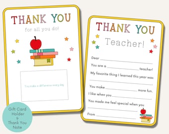 Teacher Appreciation Printable Year End Teacher Gift Card - Etsy