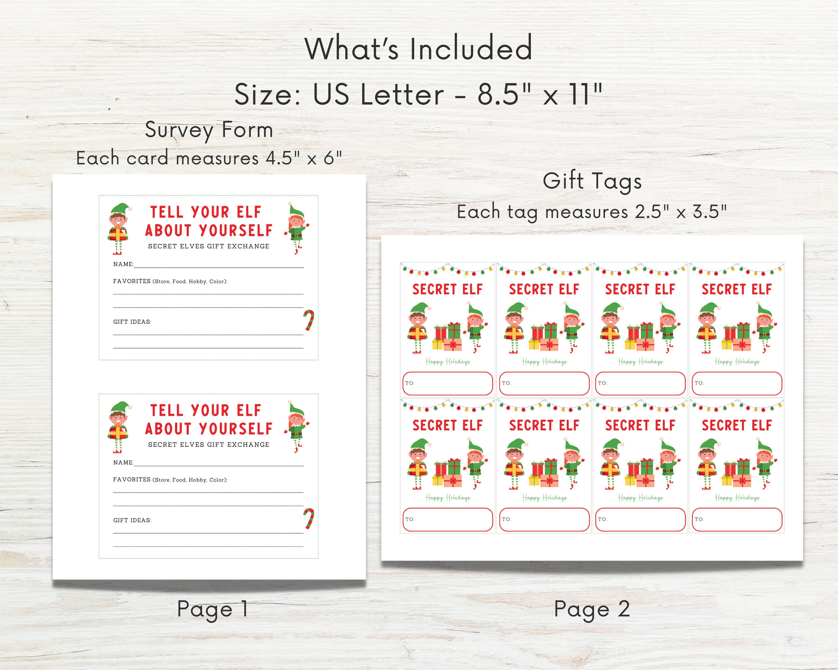 Secret Elves Questionnaire Printable, Secret Elf List, Office Gift ...