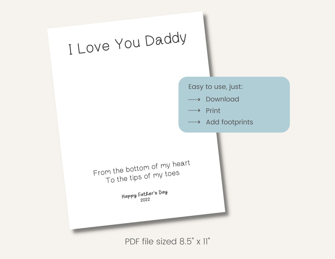 Father's Day Handprint Art Printable I Love You Daddy - Etsy