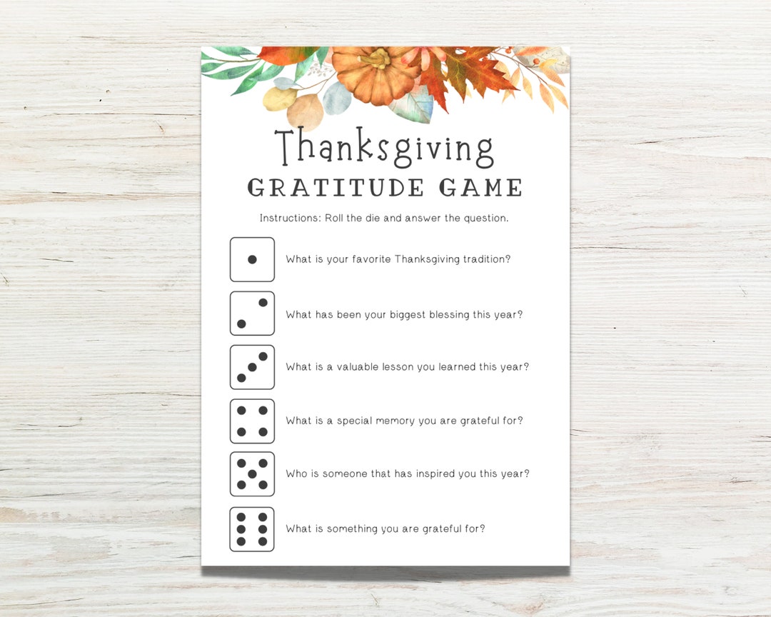 Thanksgiving Gratitude Game, Thanksgiving Party Game, Friendsgiving ...