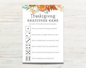 Thanksgiving Gratitude Game, Thanksgiving Dice Game, Thanksgiving Party ...
