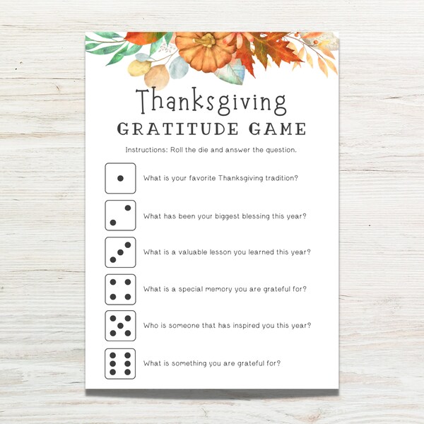 Gratitude Dice Game - Etsy