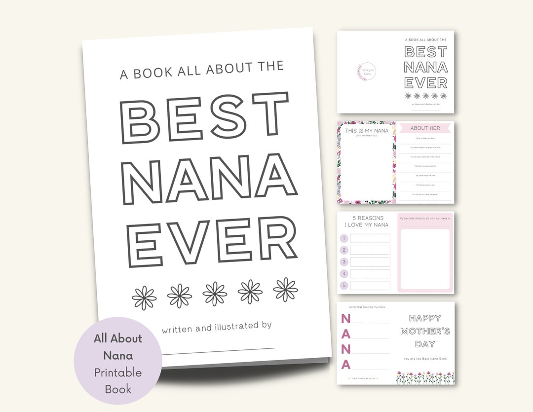All About My Nana Printable Book, Mother's Day Questionnaire, Coloring ...