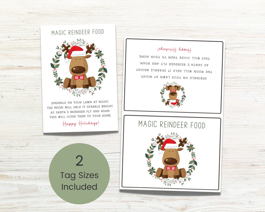Magic Reindeer Food Treat Bag Topper Printable, Christmas Eve Reindeer ...