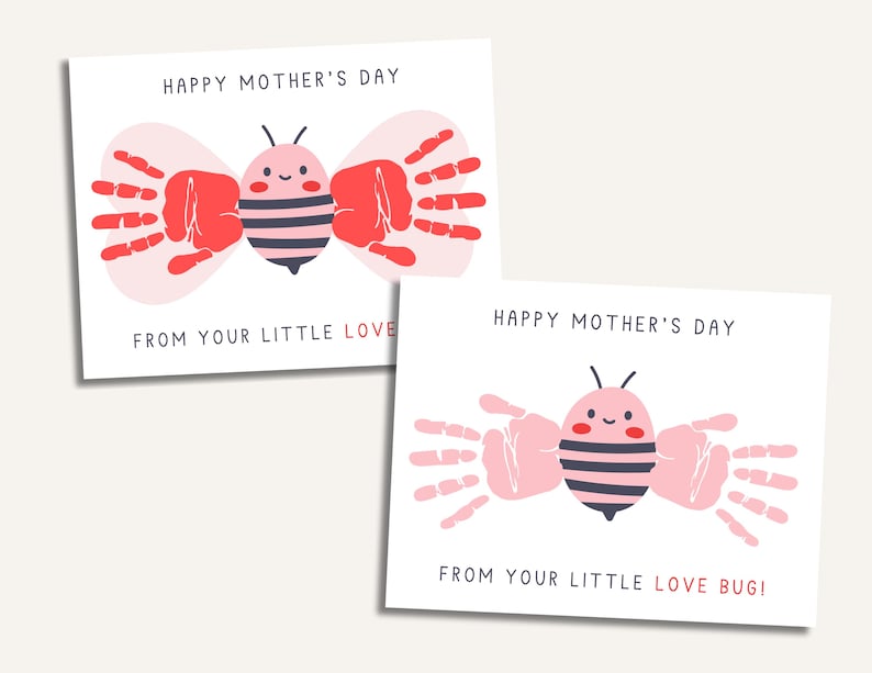 Mother's Day Handprint Craft Printable, Love Bug Handprint Art, Toddler ...