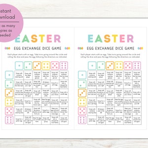 Easter Egg Exchange Dice Game Printable, Easter Dice Game for Kids ...