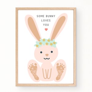 Easter Bunny Footprint Craft Printable, Some Bunny Loves You Footprint ...