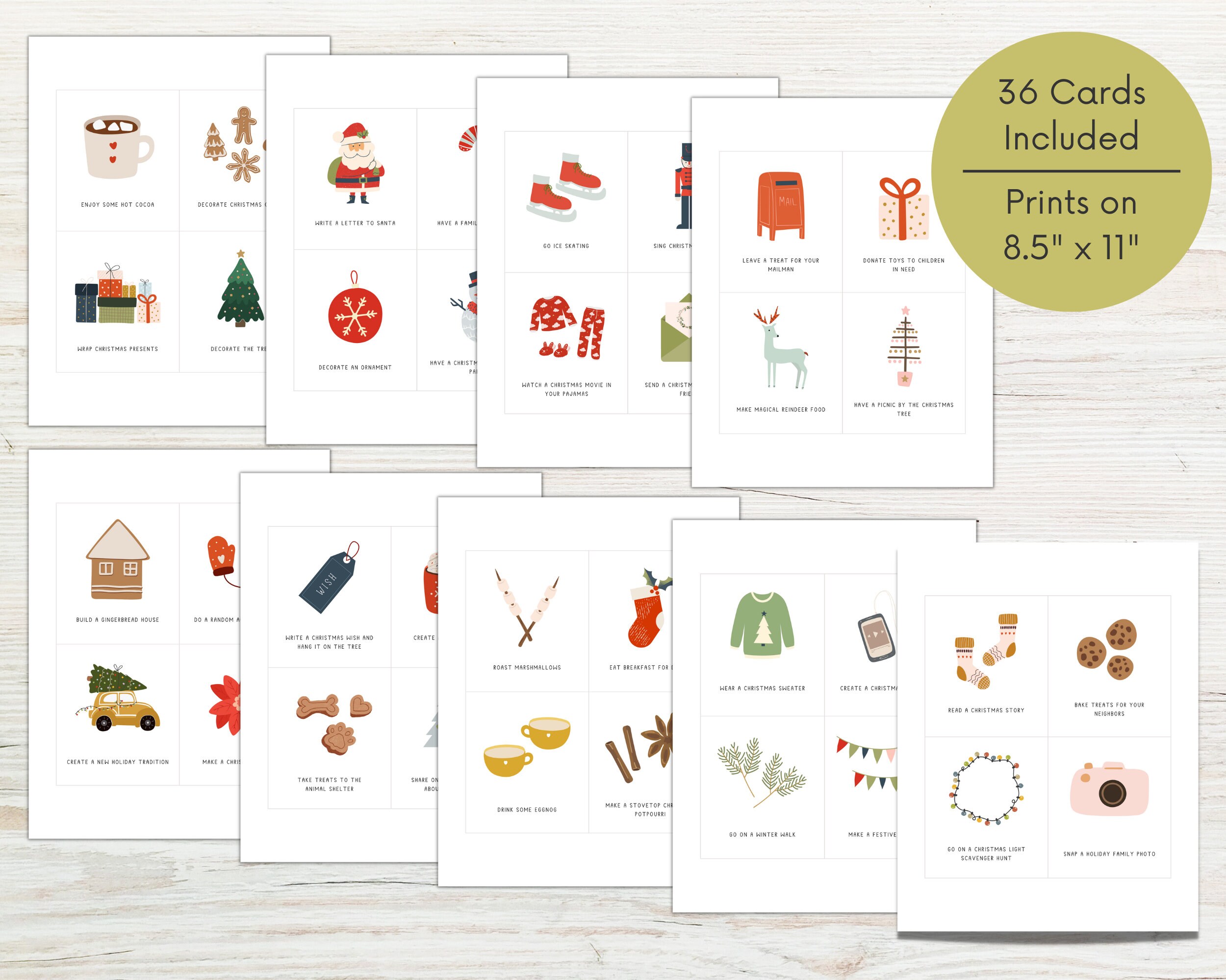 Christmas Advent Calendar Activity Cards Printable Christmas - Etsy