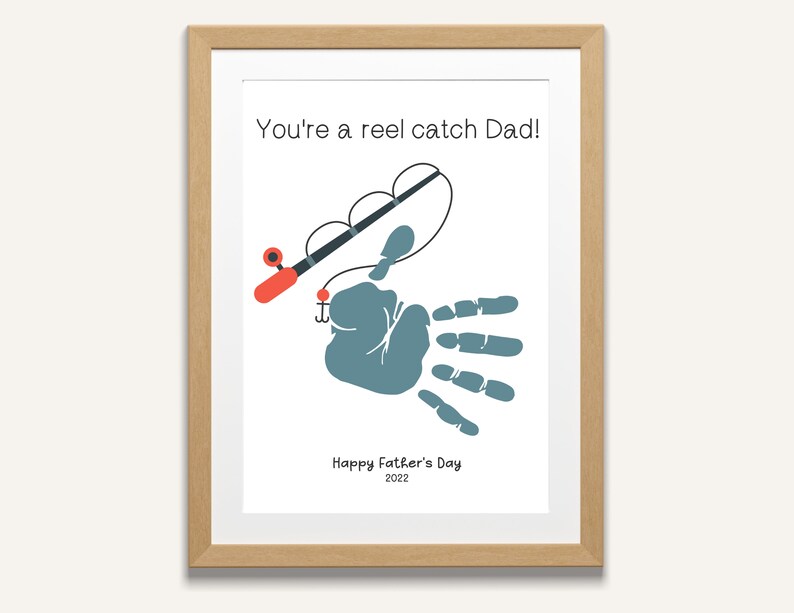 Father's Day Handprint Art Printable You're a Reel - Etsy