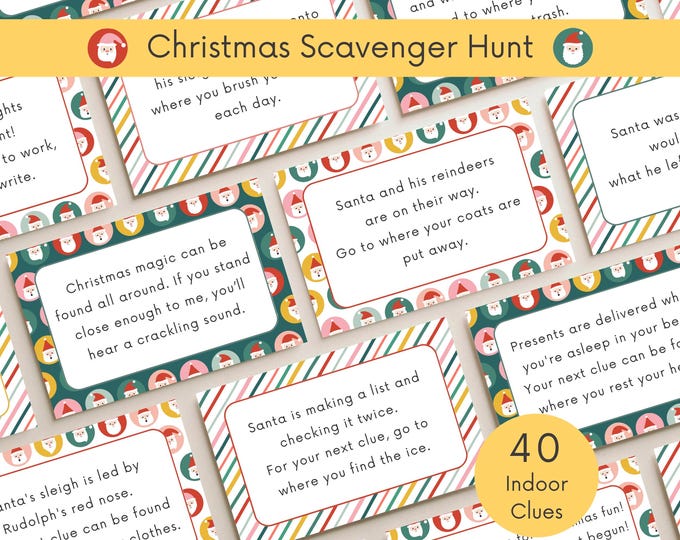 Printable Indoor Christmas Scavenger Hunt Game, Christmas Treasure Hunt ...