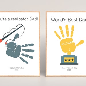 Father's Day Handprint Art Printable Bundle, Handprint Gift for Dad ...