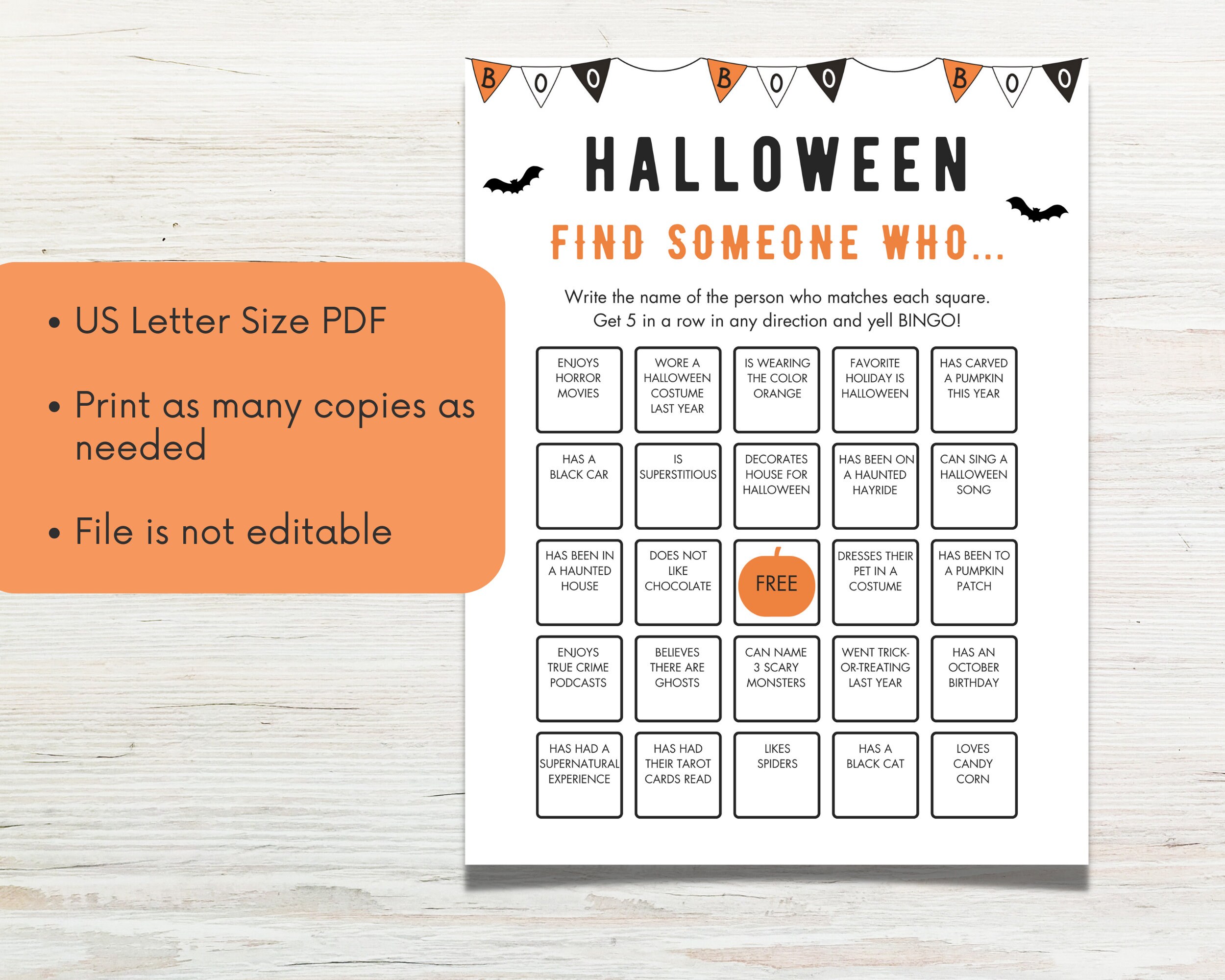 Halloween Find Someone Who Bingo, Mix and Mingle Icebreaker, Find the ...