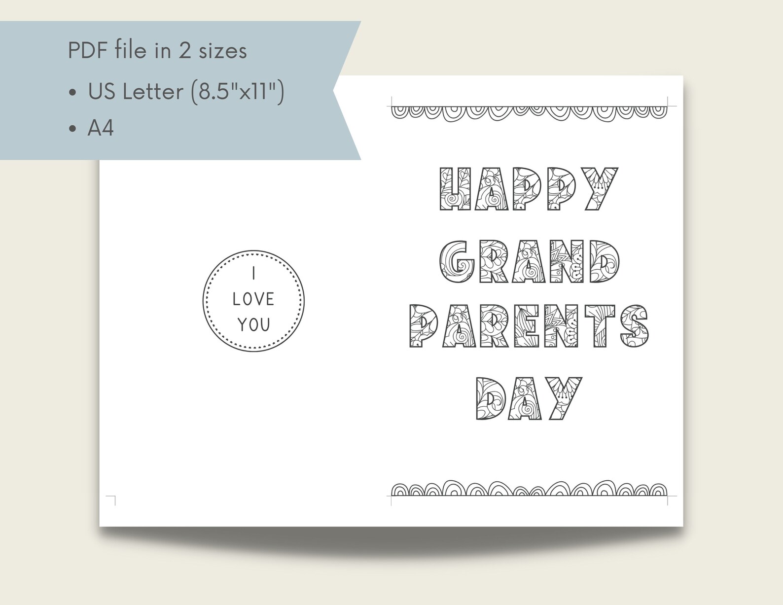 Grandparents Day Coloring Card Printable Gift From Grandkids - Etsy