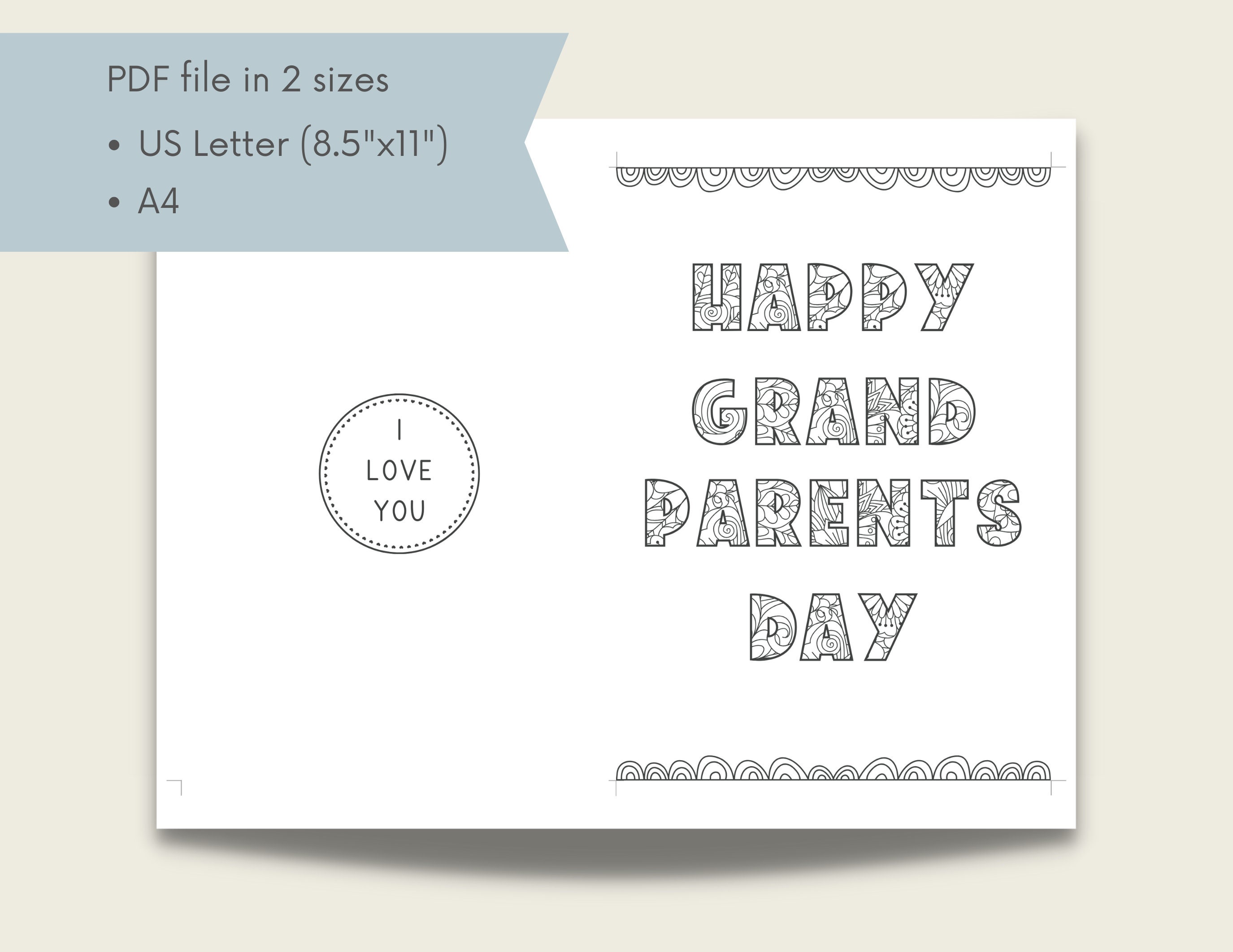 Grandparents Day Coloring Card Printable Gift From Grandkids - Etsy