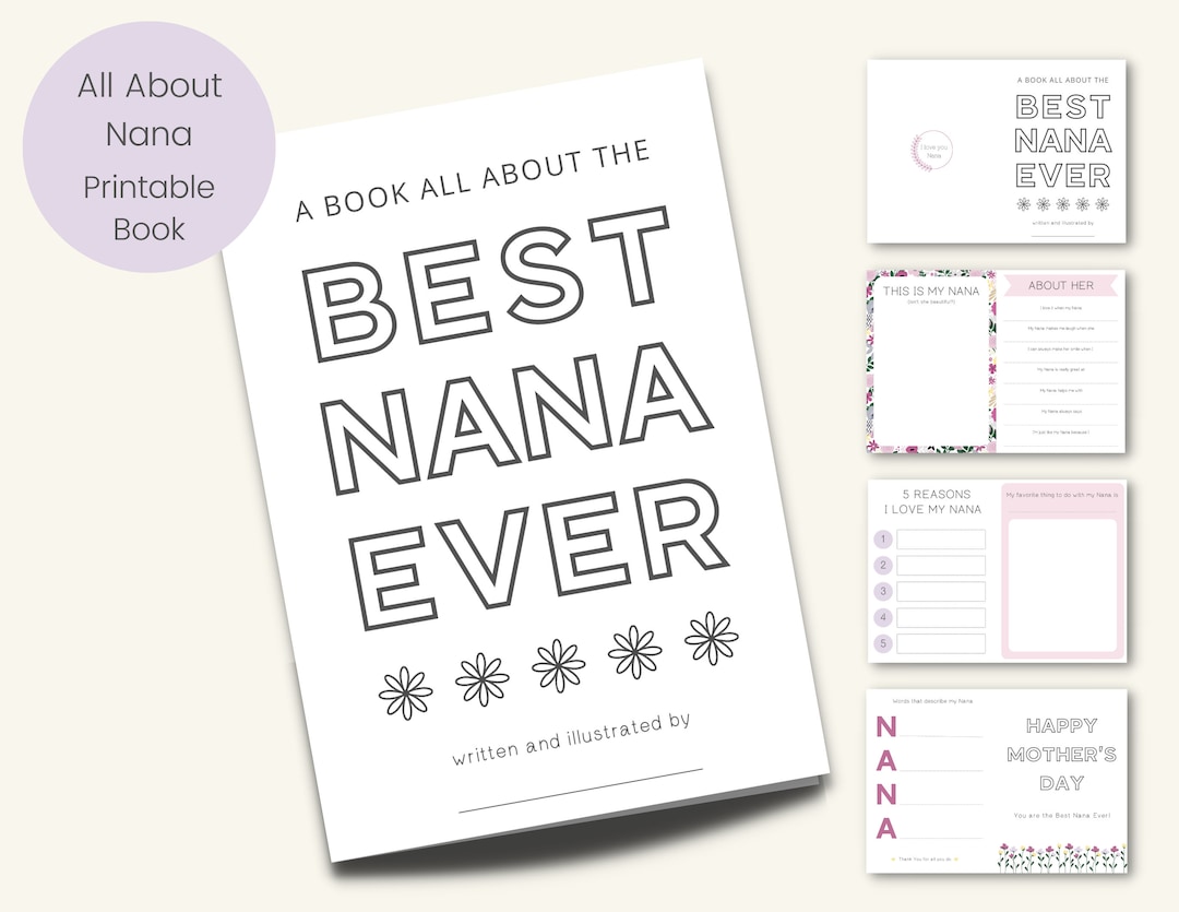 All About My Nana Printable Book, Mother's Day Questionnaire, Coloring ...