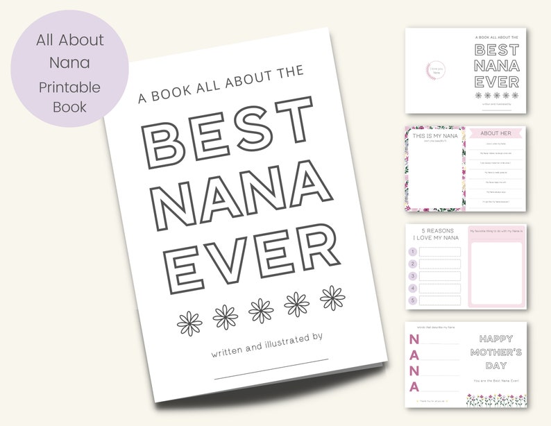 All About My Nana Printable Book Mother's Day - Etsy