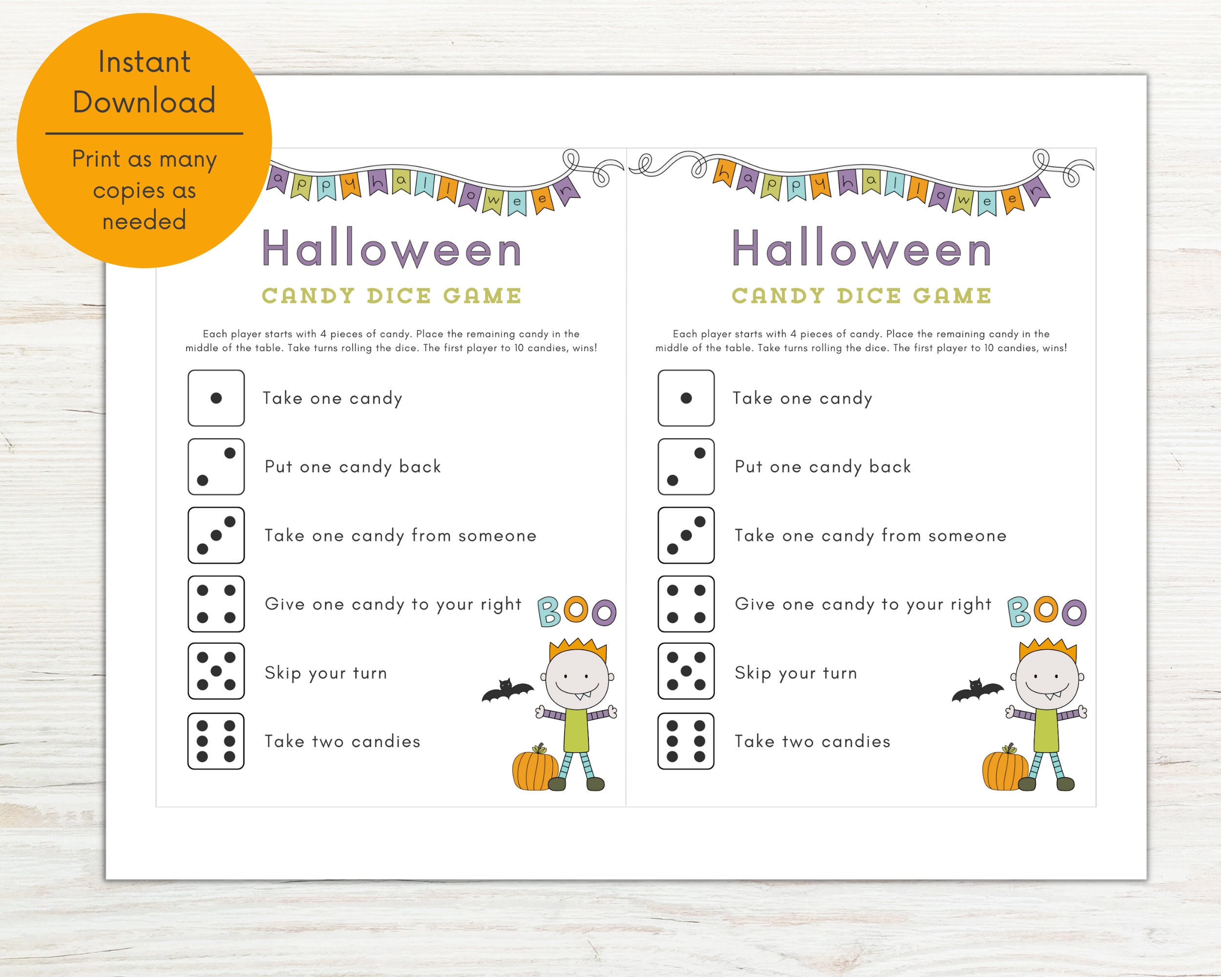 Halloween Candy Dice Game Halloween Activities for Kids - Etsy