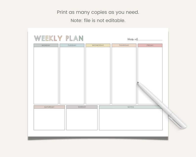 Weekly Planner Printable, Weekly Schedule for Kids, Weekly Planner to ...
