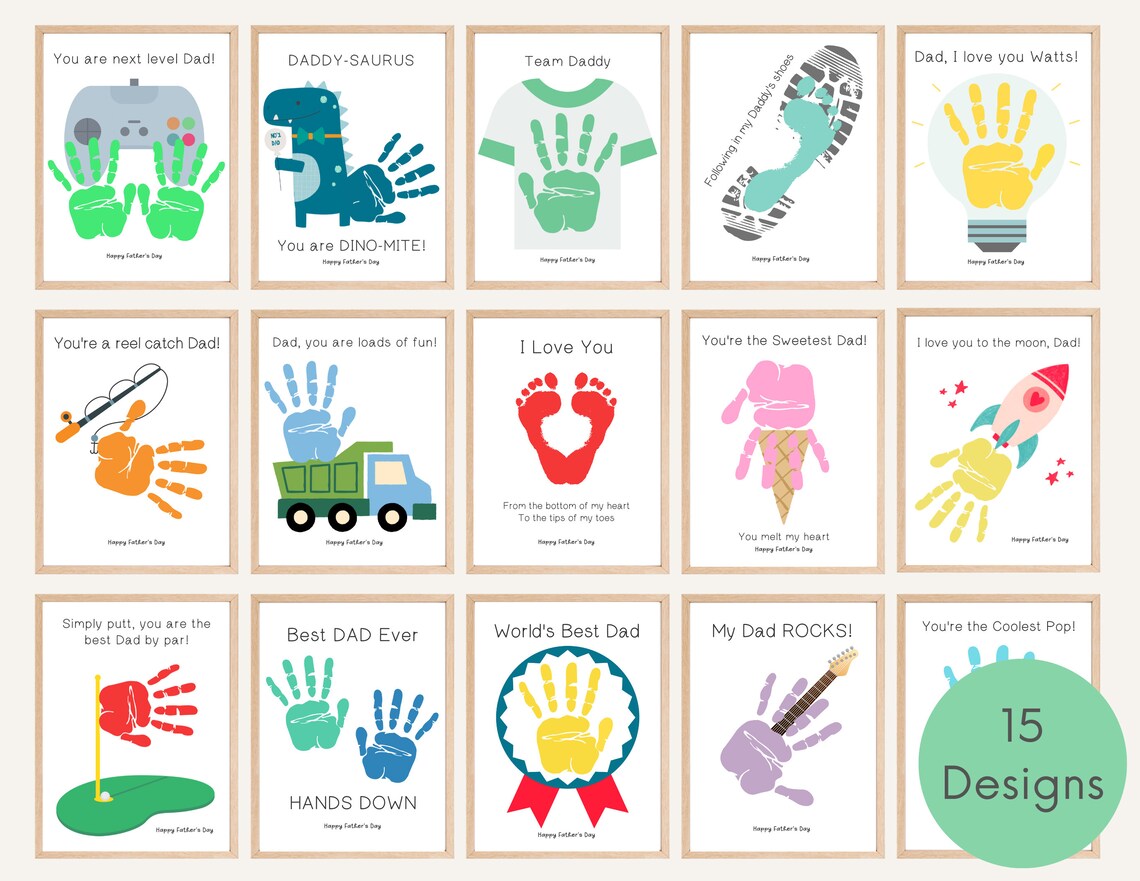 Father's Day Handprint Footprint Craft Bundle Fathers Day - Etsy