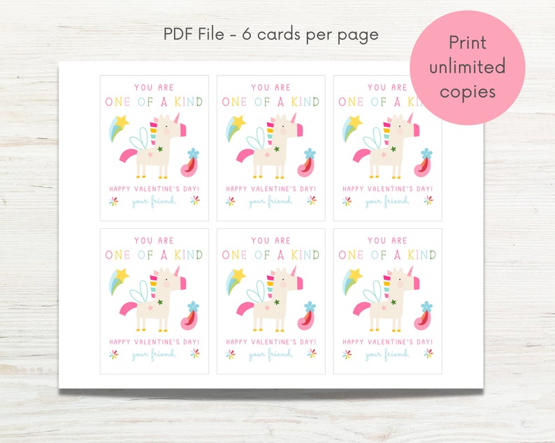 Unicorn Valentine Printable, Valentine Unicorn Card for Kids, Girl ...