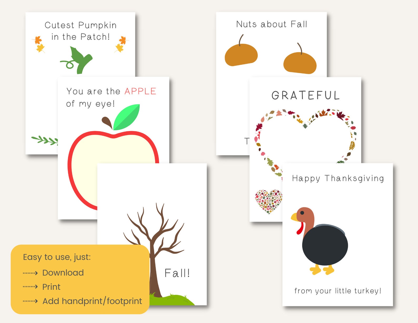 Fall Handprint Craft Bundle Thanksgiving Handprint Footprint - Etsy