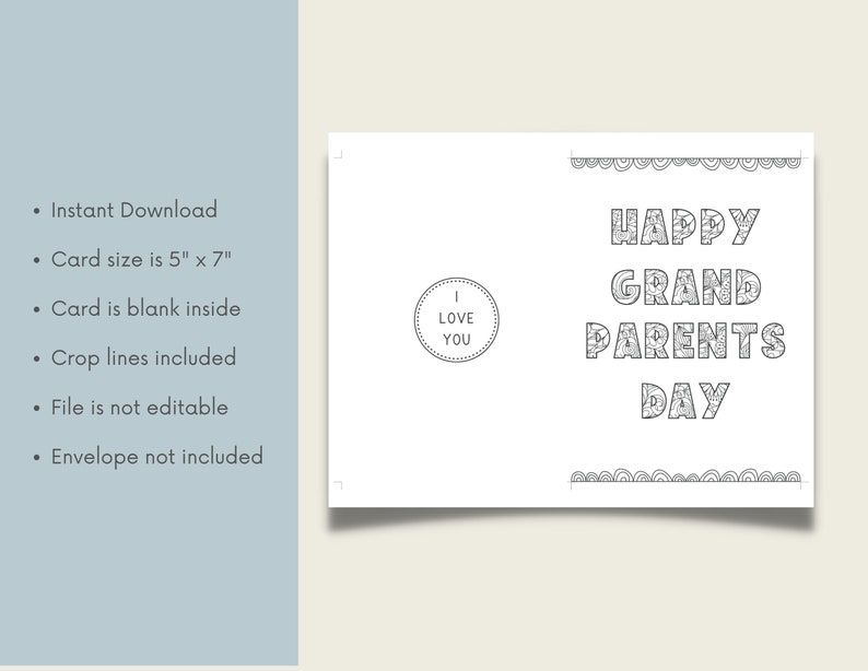 Grandparents Day Coloring Card Printable Gift From Grandkids - Etsy